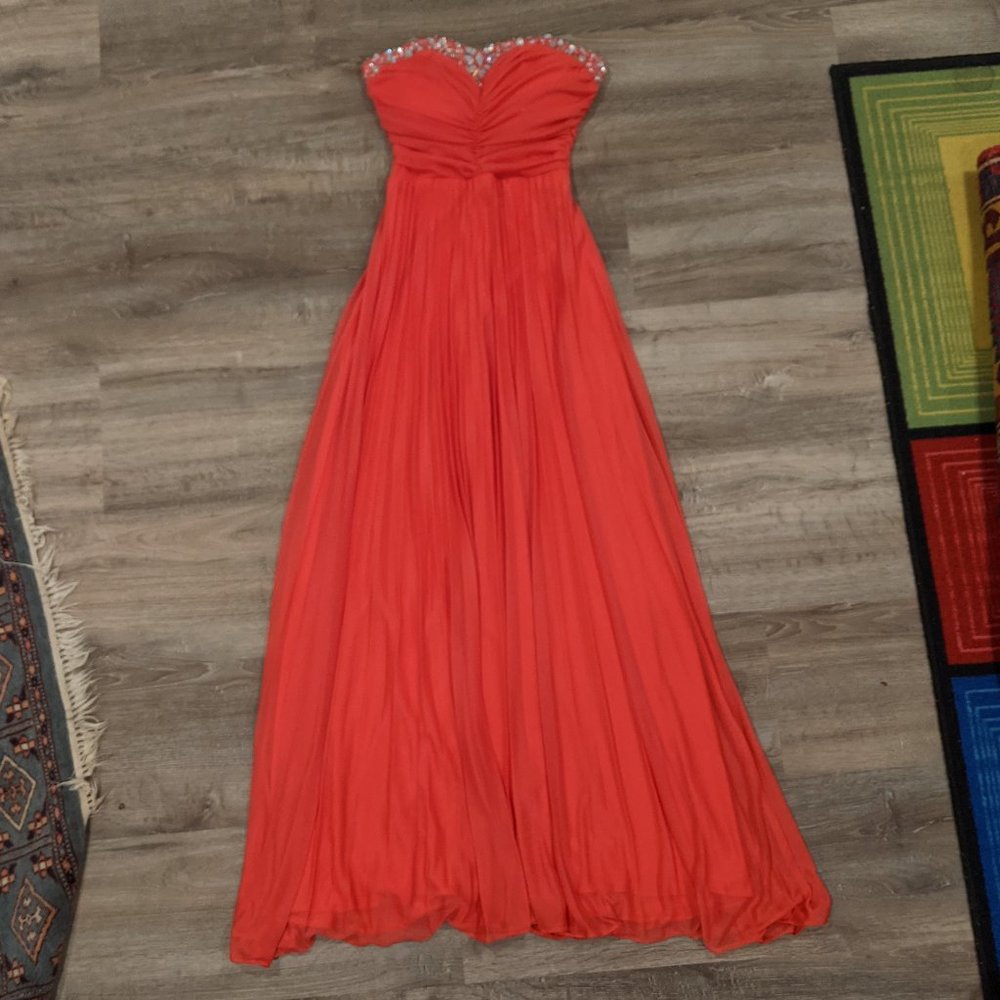 Strapless Coral Prom Dress - Gem